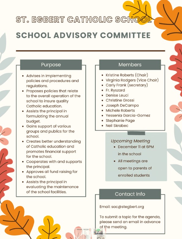 School Advisory Committee - St. Egbert Catholic School